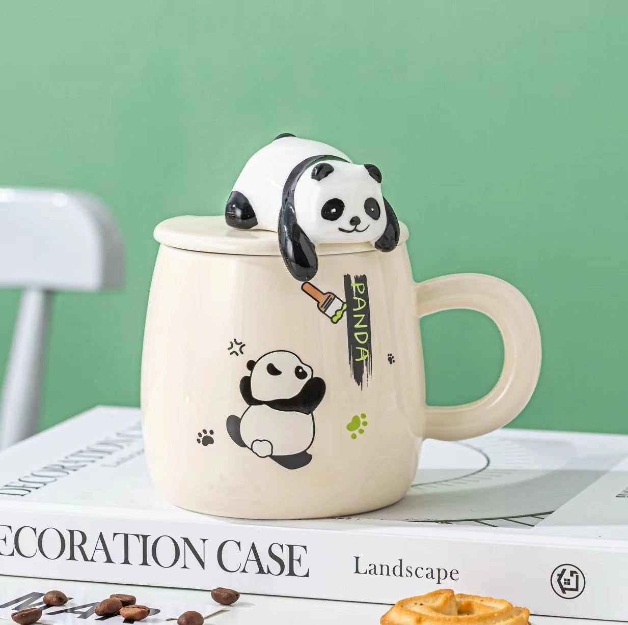 Panda Mug with Lid and Spoon – The Paper Mouse