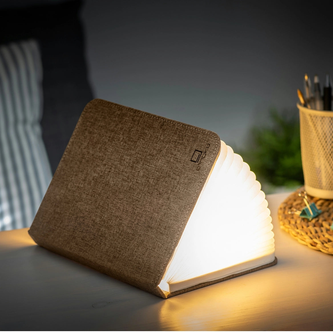 Mini Smart Book Light | Grey Linen Fabric – The Paper Mouse