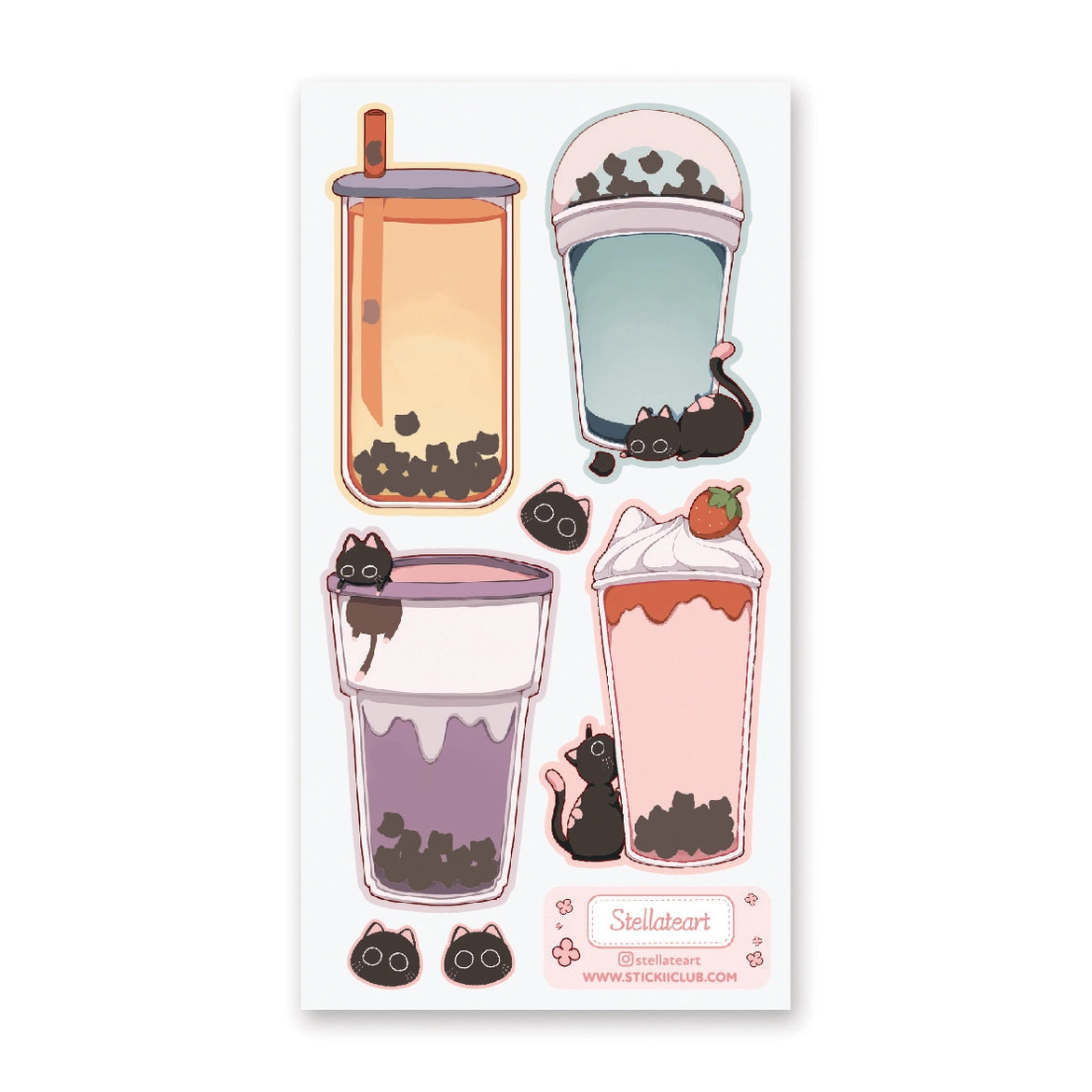 Boba Cats’ Labels Sticker Sheet – The Paper Mouse